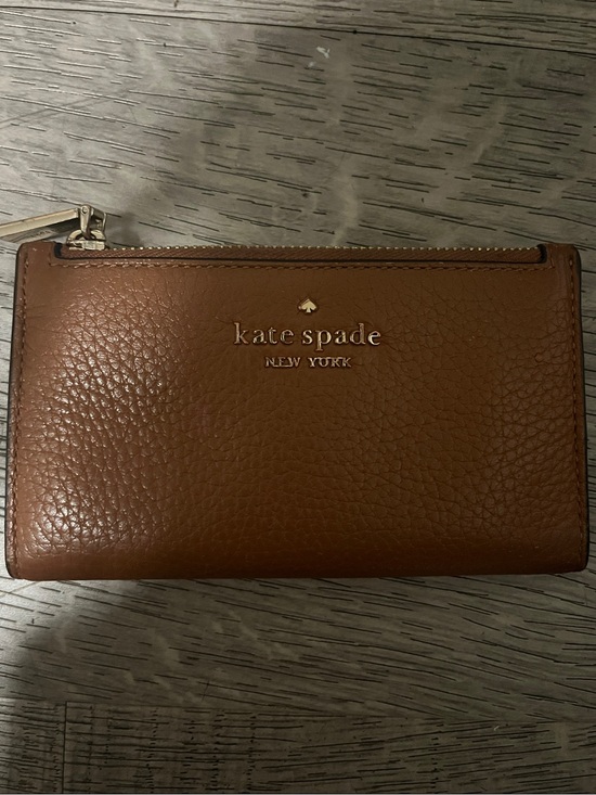 kate spade | Bags | Kate Spade Brown Pebbled Leather Zip Wallet With ...